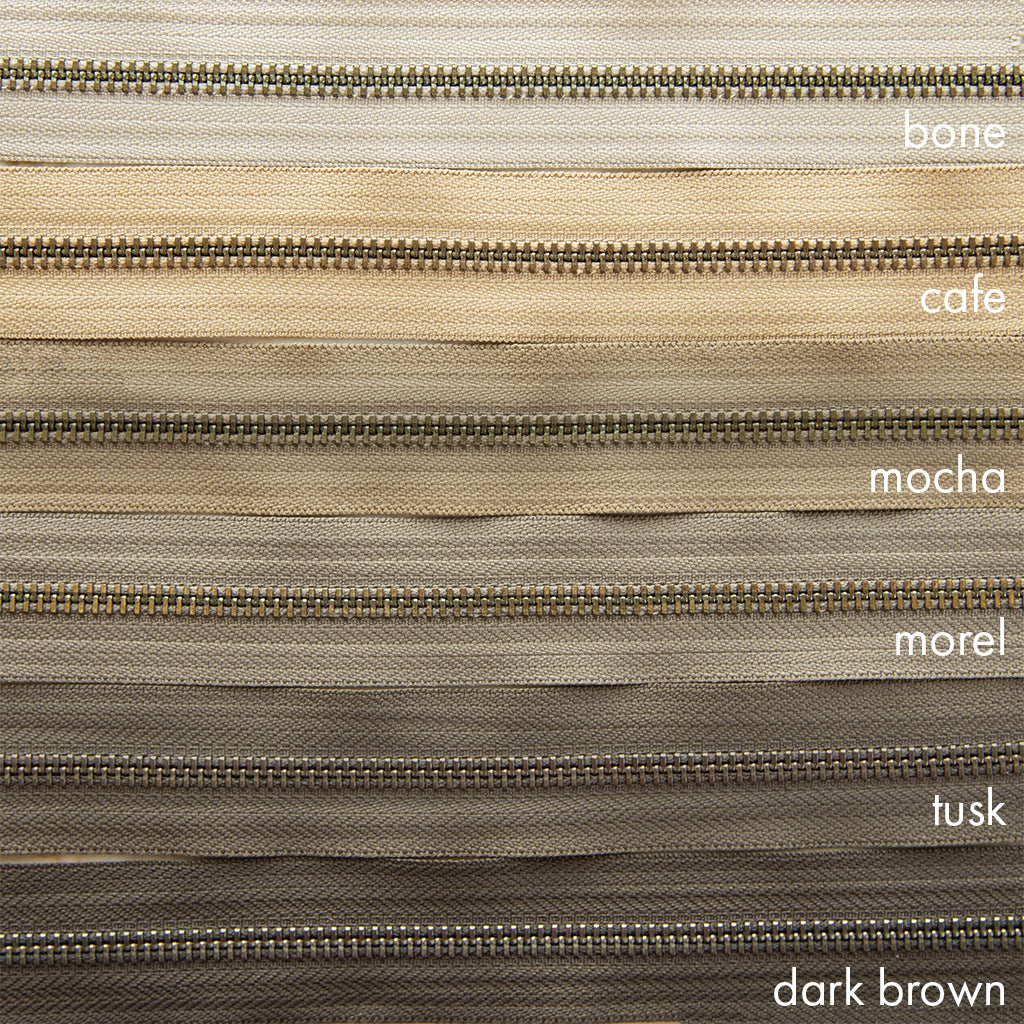 dark brown | nickel | zipper swatch – Rough & Tumble