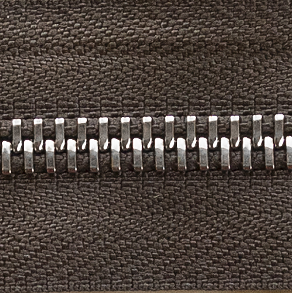 dark brown | nickel | zipper swatch – Rough & Tumble